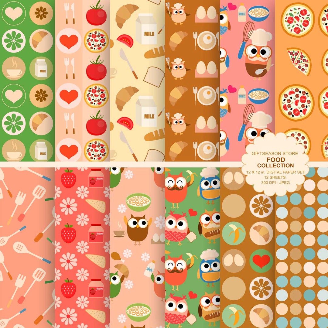 Food Digital Paper Pizza Backgrounds, Cooking Backgrounds, Owl Chef ...
