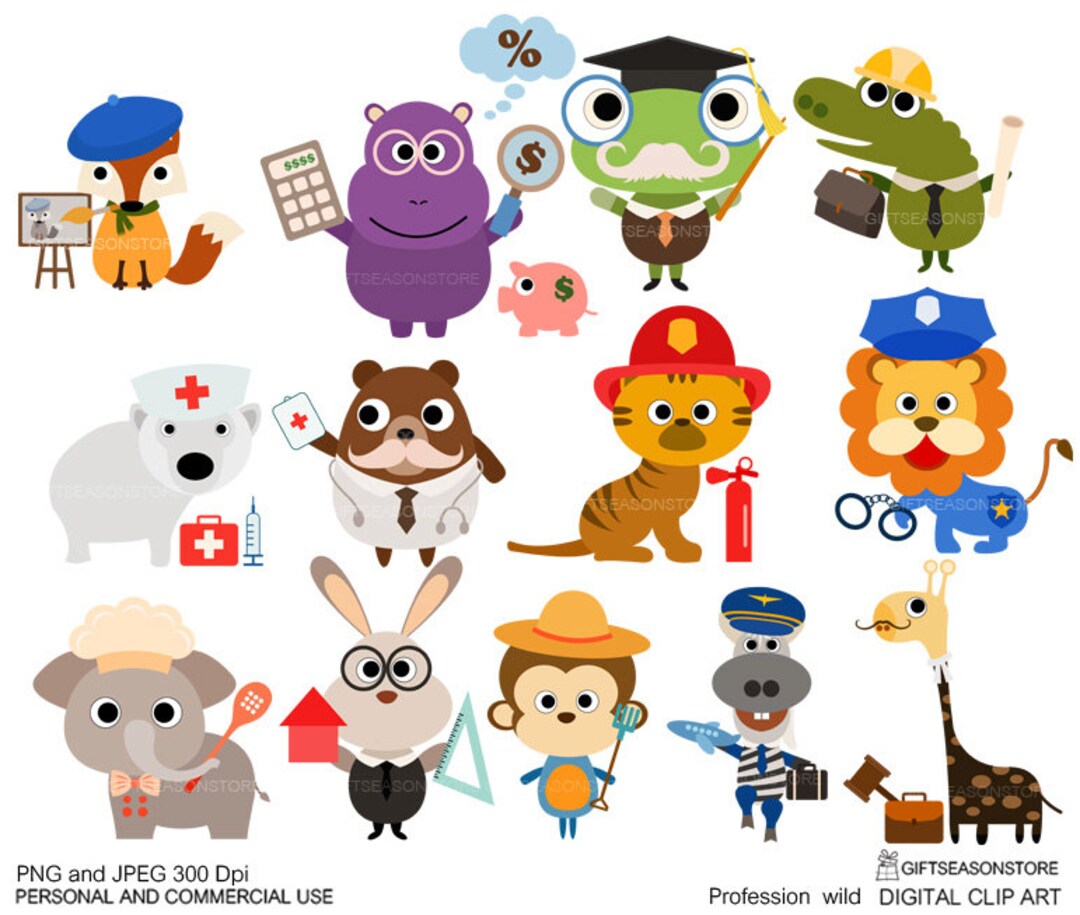 Profession Wild Clip Art for Personal and Commercial Use - INSTANT ...