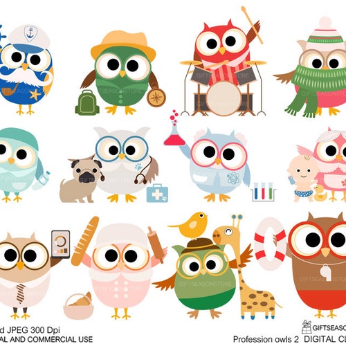 CLIP ART Owls for Commercial and Personal Use - Etsy