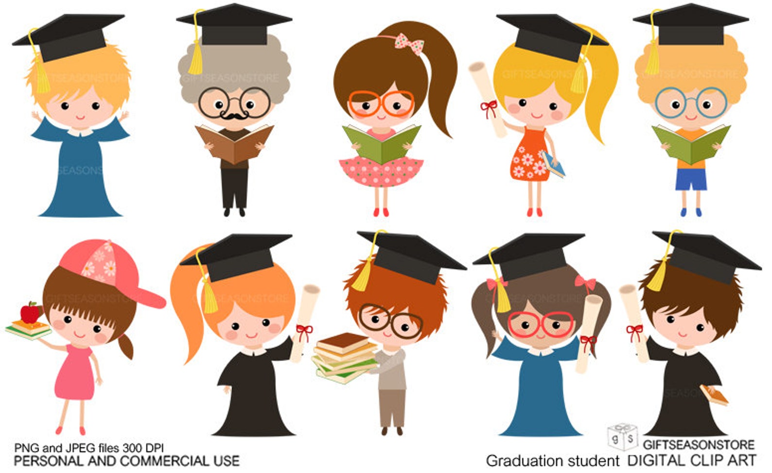Graduation Student Digital Clip Art for Personal and - Etsy