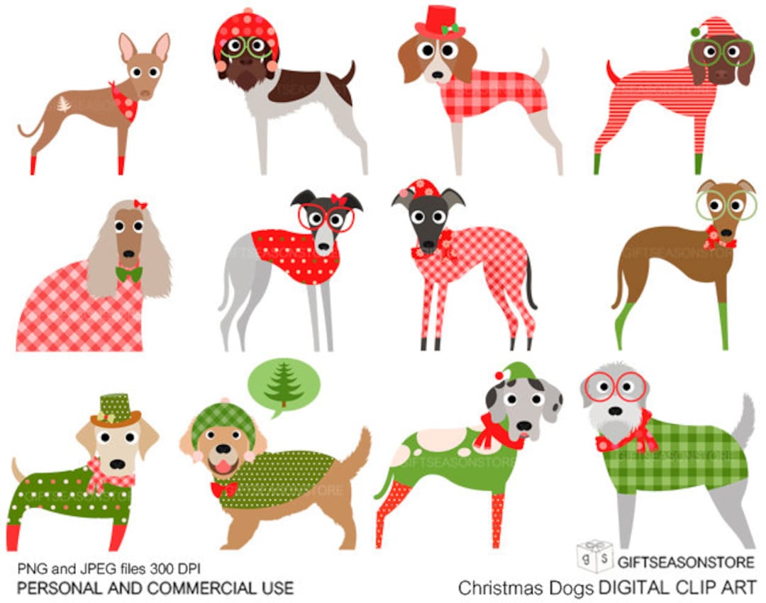 Christmas Dog Digital Clip Art Part 2 for Personal and Commercial Use ...