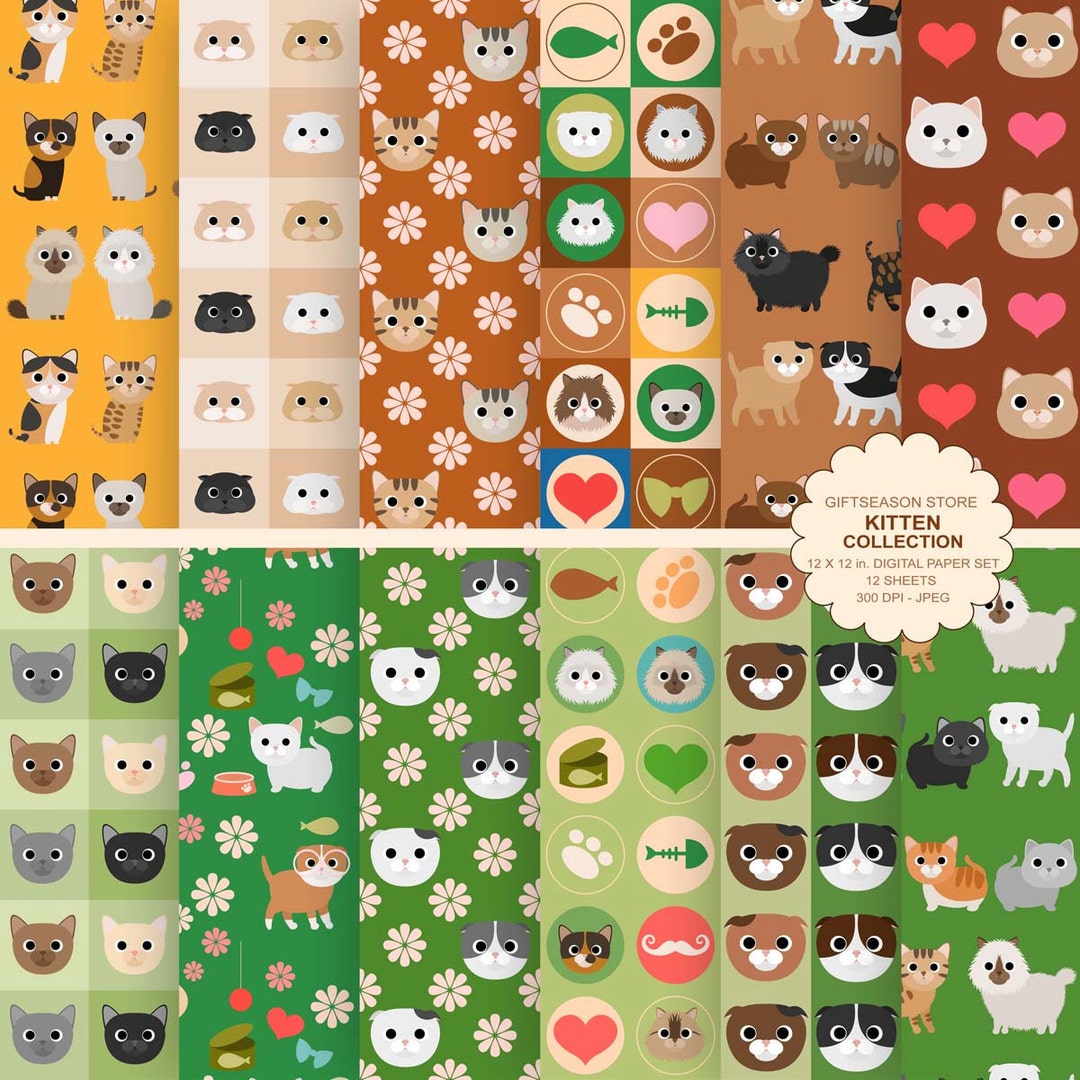 Cat Digital Paper Kitten Digital Paper Pet Digital Backgrounds ...