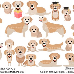 Golden Retriever Dogs Digital Clip Art for Personal and | Etsy