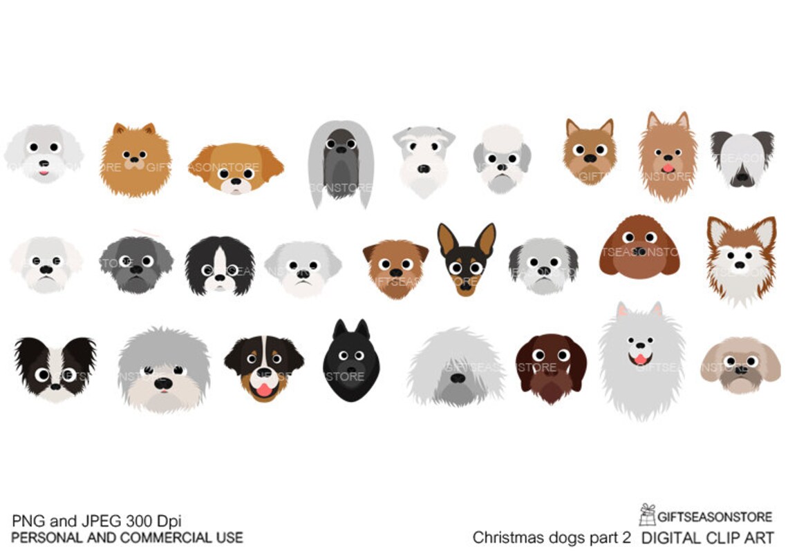 Christmas Dog Digital Clip Art Part 2 for Personal and | Etsy