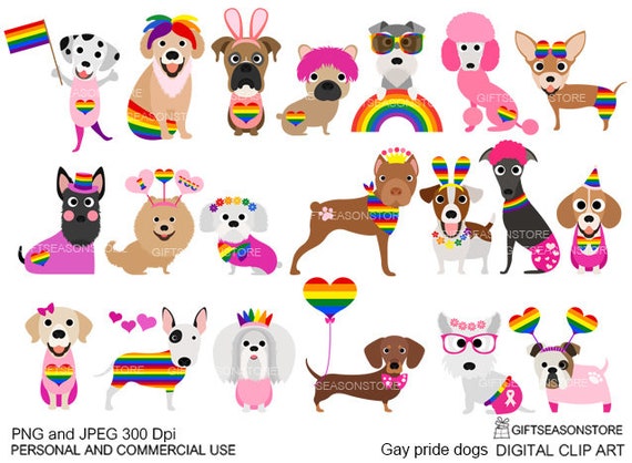Gay Pride Dogs Digital Clip Art for Personal and Commercial | Etsy