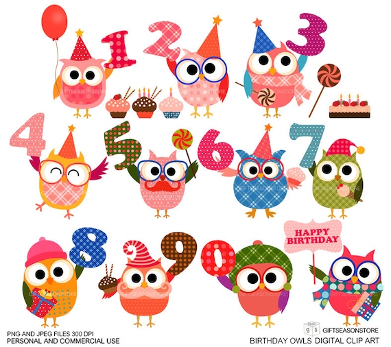 Owl Birthday Clip Art Owl Birthday: Over 14,068 Royalty Free