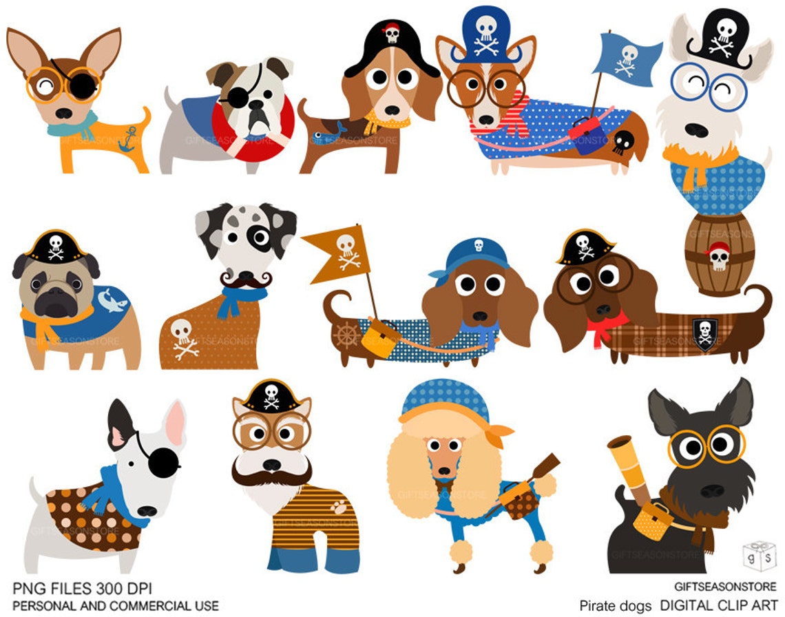 Pirate Dogs Digital Clip Art for Personal and Commercial Use - Etsy