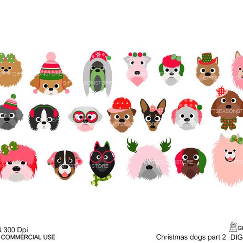 Christmas Dog Digital Clip Art for Personal and Commercial Use | Etsy