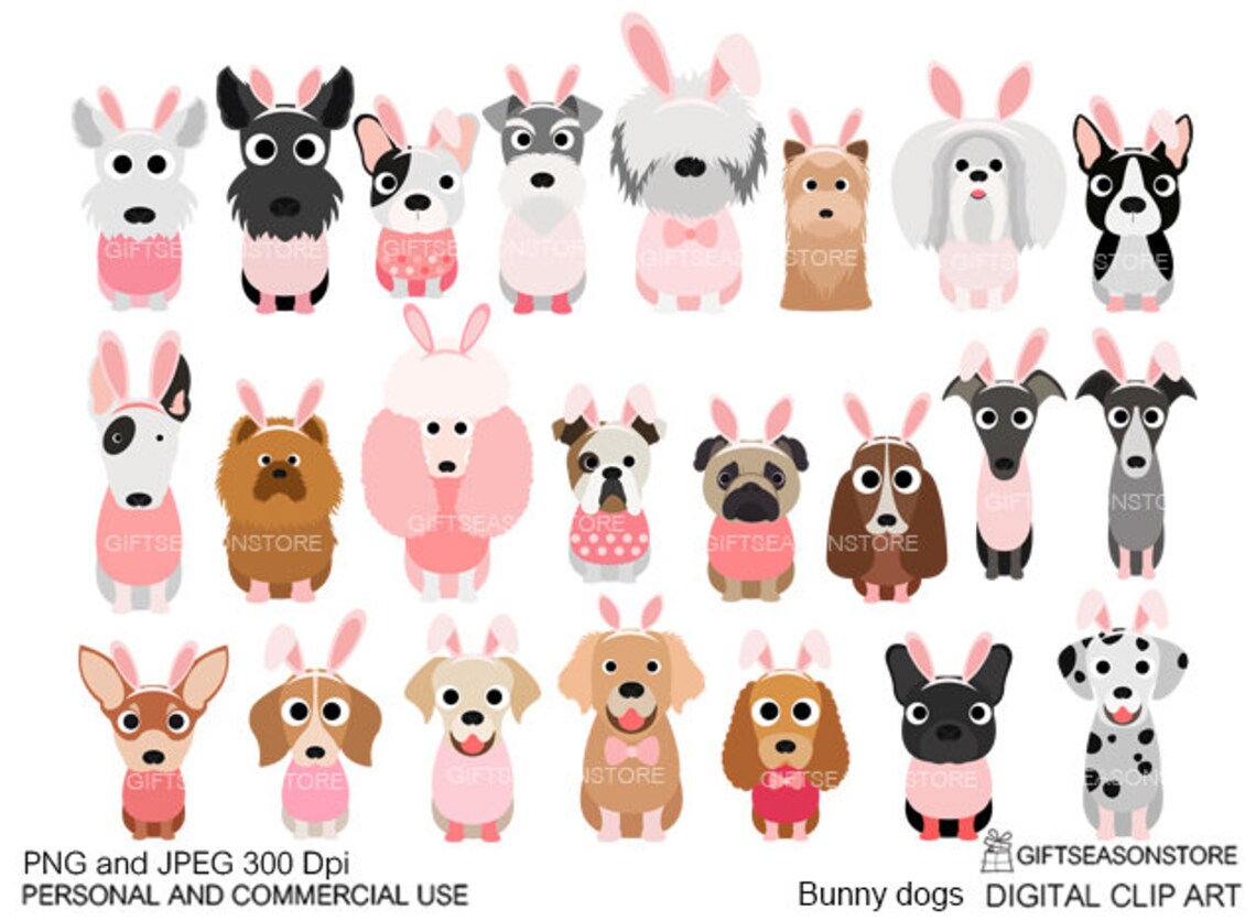Bunny Dogs Digital Clip Art for Personal and Commercial Use - Etsy
