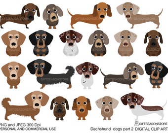 Dachshund Dogs Digital Clip Art for Personal and Commercial | Etsy