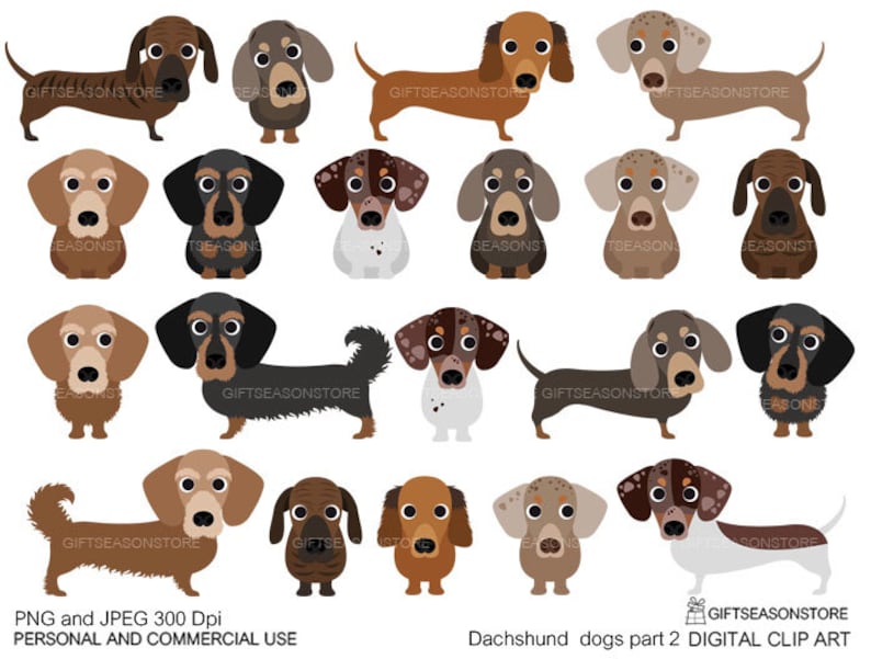 Dachshund Dogs Part 2 Digital Clip Art for Personal and - Etsy
