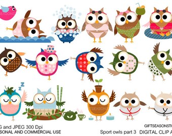 Christmas Owls Digital Clip Art for Personal and Commercial | Etsy
