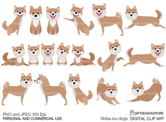 Shiba Inu Dogs Digital Clip Art for Personal and Commercial | Etsy