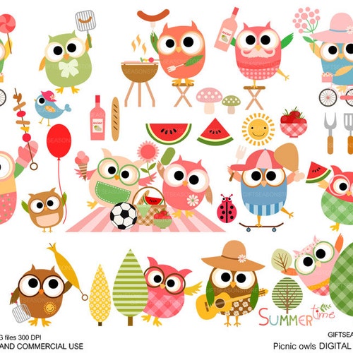 Back to School Owl Clip Art for Personal and Commercial Use - Etsy