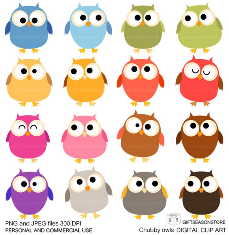 Chubby Owl Digital Clip Art for Personal and Commercial Use - Etsy