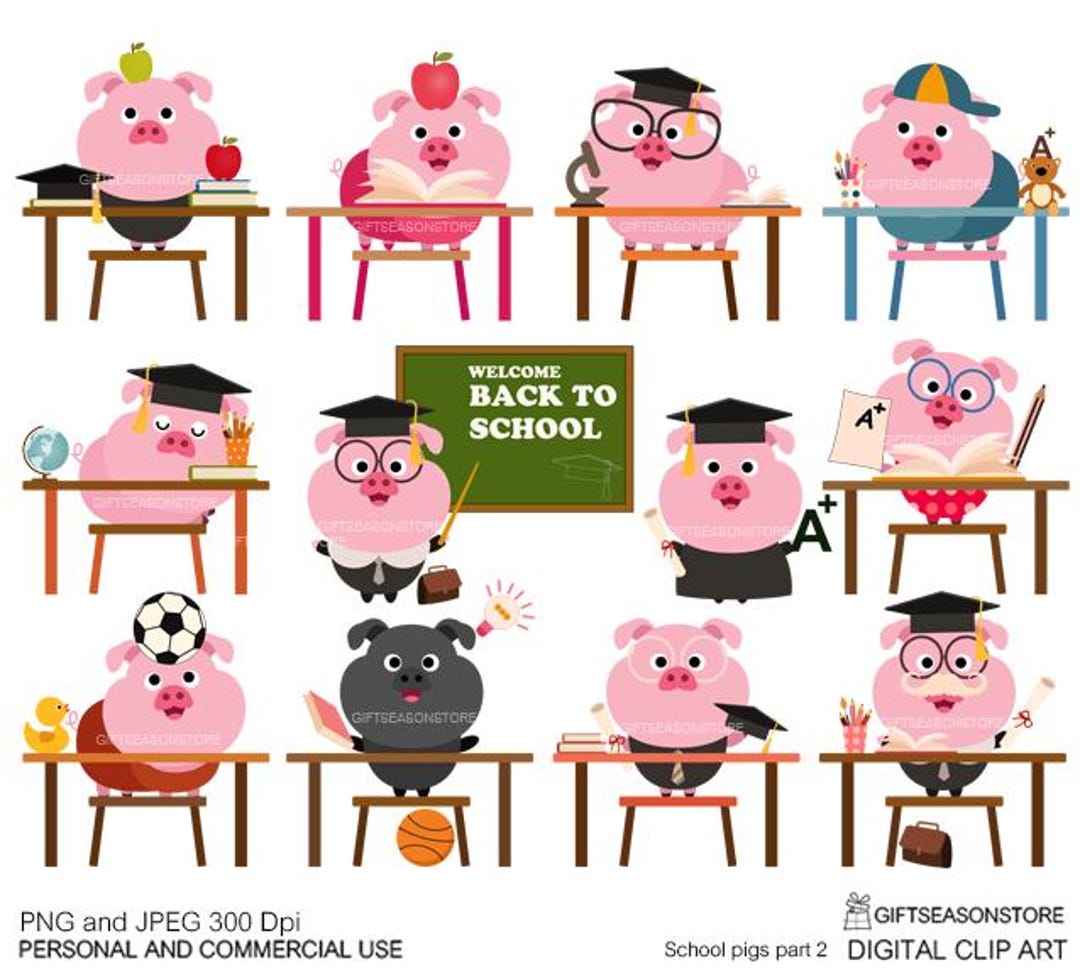 School Pigs (part 2) Digital Clip Art for Personal and Commercial Use ...
