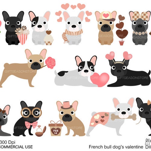 Valentine Dogs Digital Clip Art for Personal and Commercial | Etsy