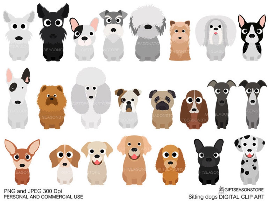 Sitting Dogs Digital Clip Art for Personal and Commercial Use - INSTANT ...