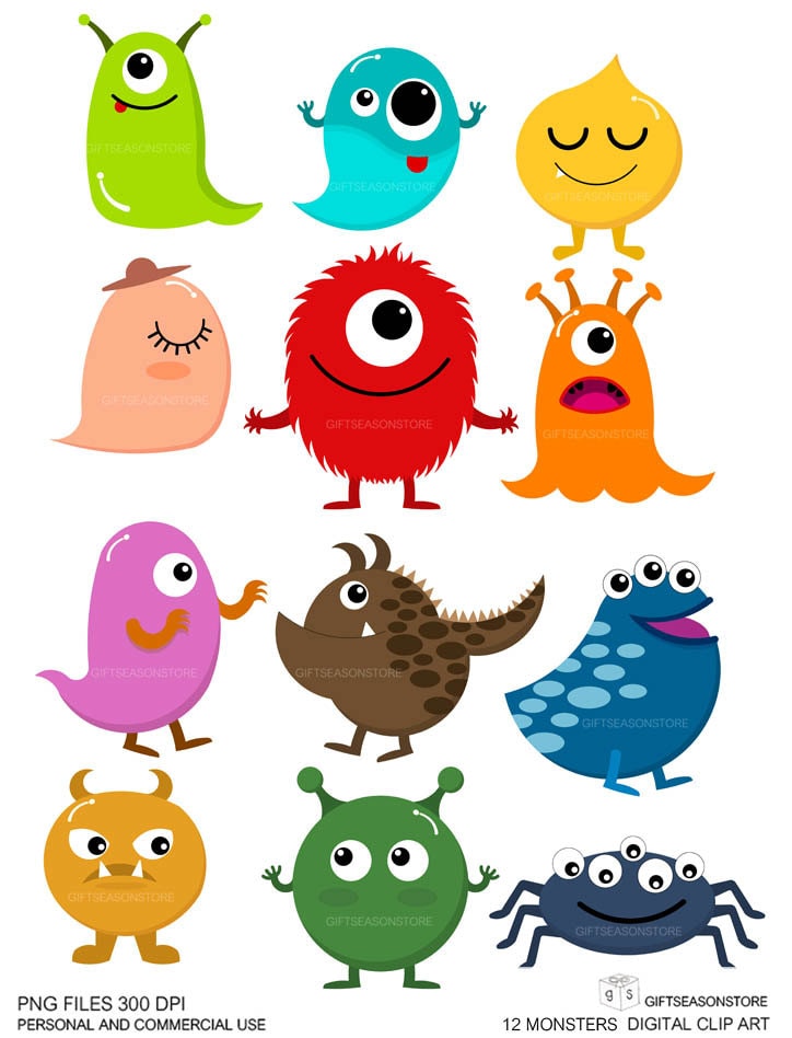 12 Monsters Digital Clip Art for Personal and Commercial Use - Etsy UK