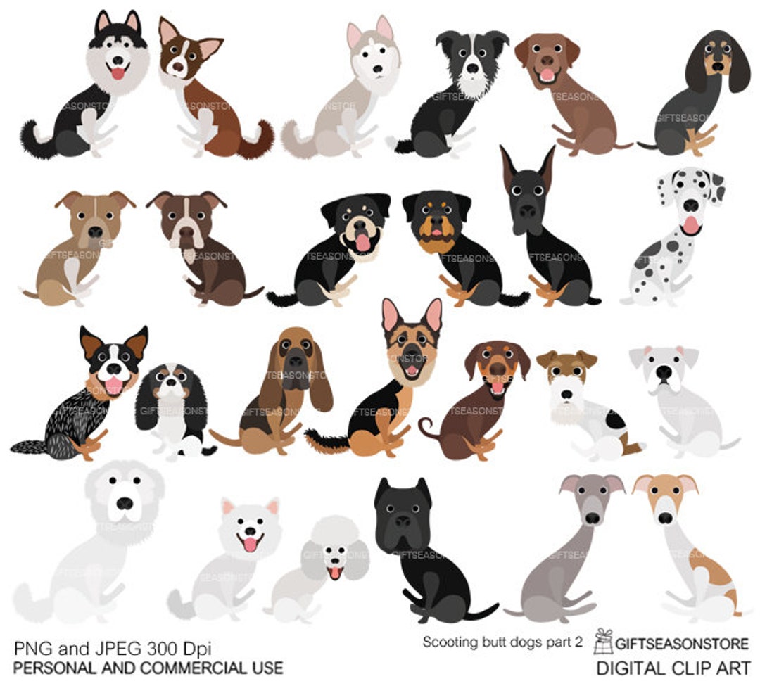 Scooting Butt Dogs Part 2 Digital Clip Art for Personal and Commercial ...