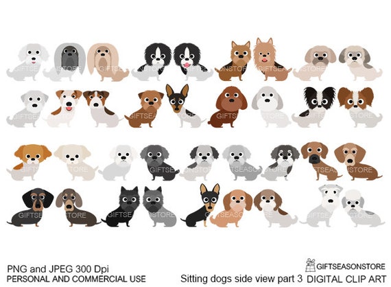 Sitting Dogs Side View Part 3 Digital Clip Art for Personal | Etsy