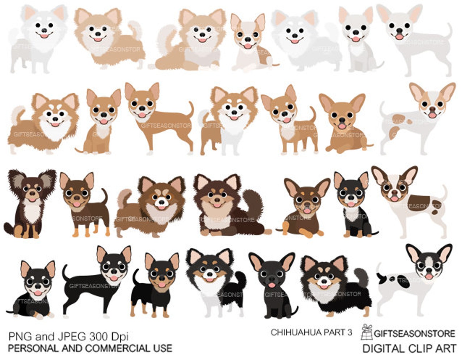 Chihuahua Dogs Part 3 Digital Clip Art for Personal and Commercial Use ...