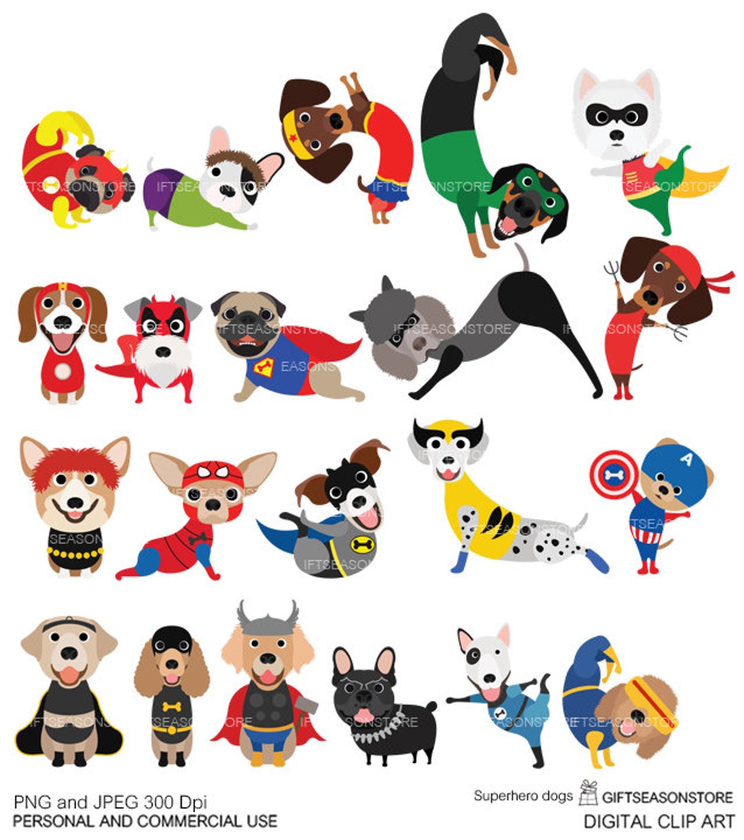 Super Hero Dogs Part 1 Digital Clip Art for Personal and Commercial Use ...