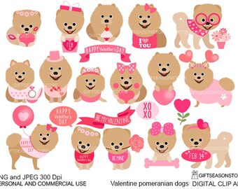 Valentine Dogs Clip Art for Personal and Commercial Use | Etsy