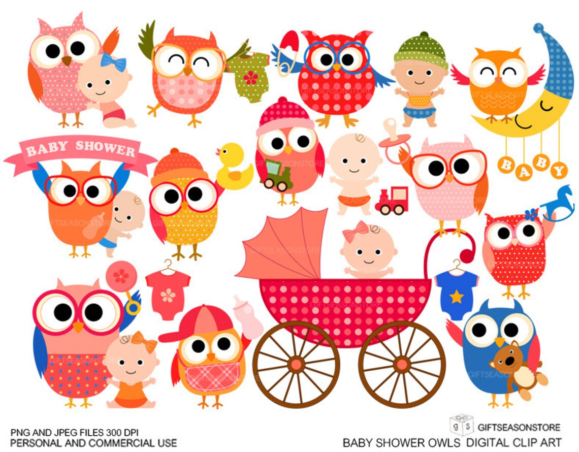 Baby Shower Owls Digital Clip Art for Personal and Commercial - Etsy