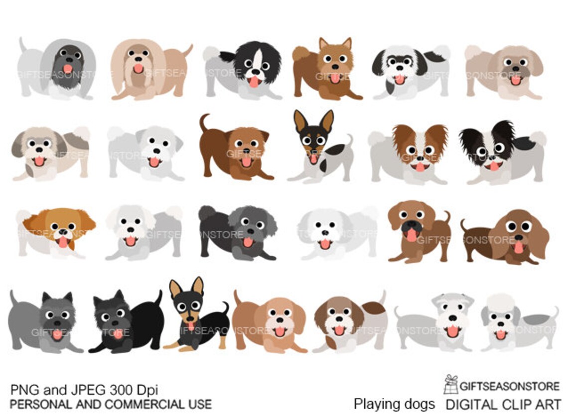 Playing Dogs Part 3 Digital Clip Art for Personal and Commercial Use ...