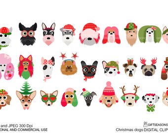 Christmas Dog Digital Clip Art Part 1 for Personal and | Etsy
