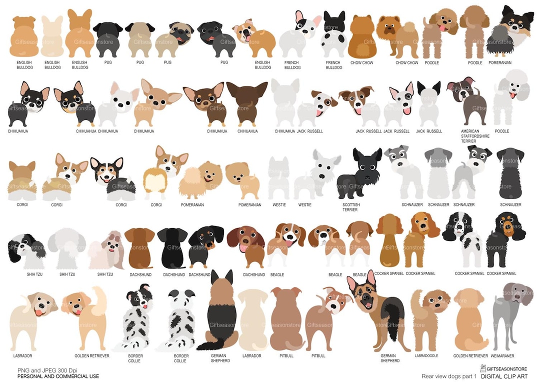 Rear View Dogs Part 1 Digital Clip Art for Personal and Commercial Use ...