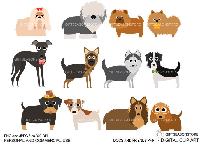Dogs and Friends Clip Art Part 2 for Personal and Commercial - Etsy