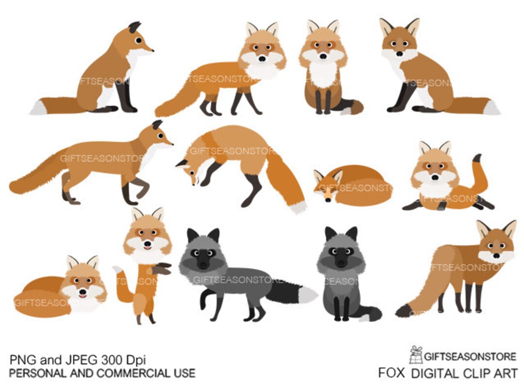 Fox Digital Clip Art for Personal and Commercial Use - INSTANT DOWNLOAD ...