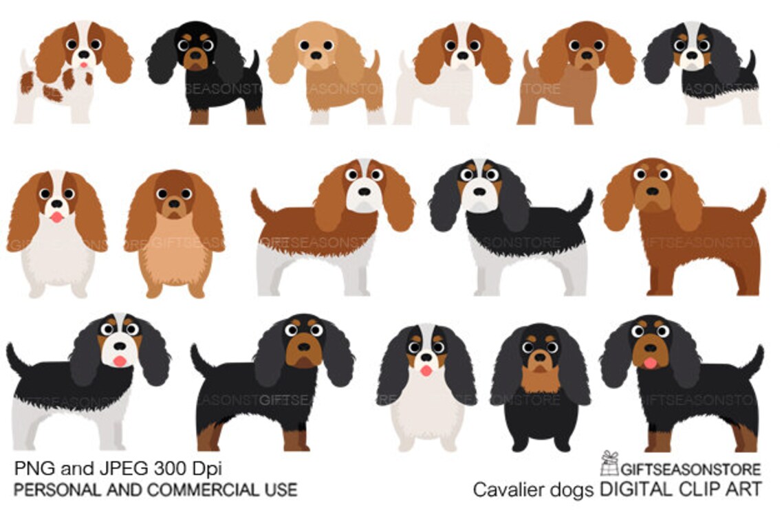 Cavalier Dogs Digital Clip Art for Personal and Commercial Use - Etsy