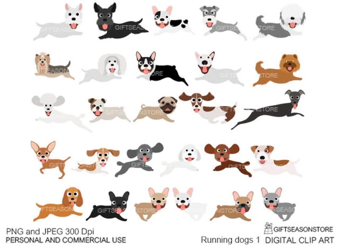 Running Dogs Part 1 Digital Clip Art for Personal and Commercial Use ...