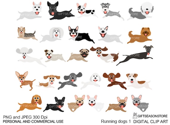 Running Dogs Part 1 Digital Clip Art for Personal and | Etsy