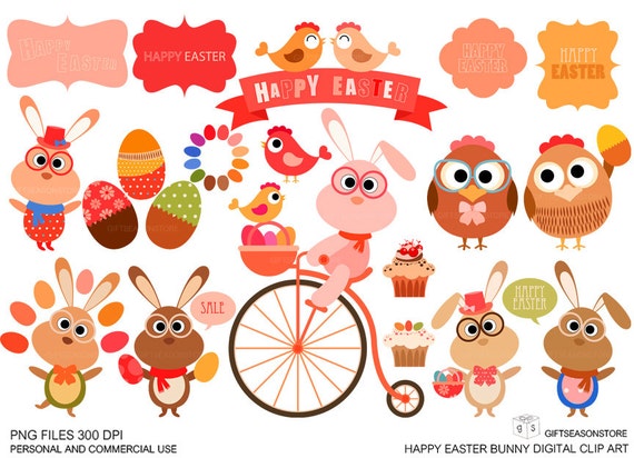 Easter Bunny Digital clip art for Personal and Commercial use | Etsy