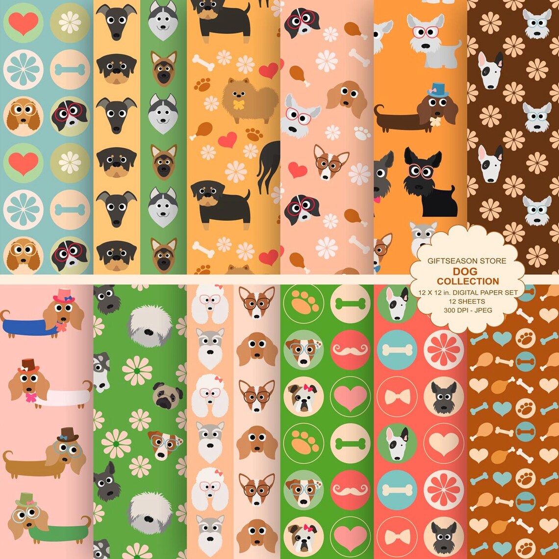 Dog Digital Paper Dog Digital Backgrounds Part 1- INSTANT DOWNLOAD - Etsy