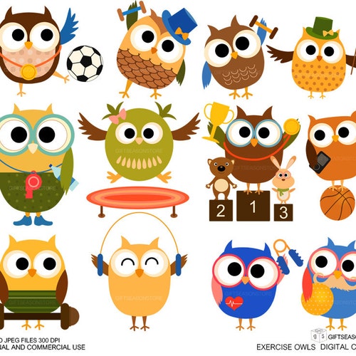Easter Owls Digital Clip Art for Personal and Commercial Use - Etsy
