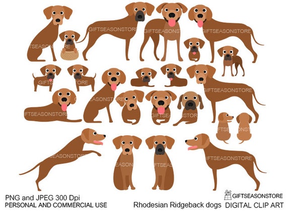 Rhodesian Ridgeback Dogs Digital Clip Art for Personal and | Etsy