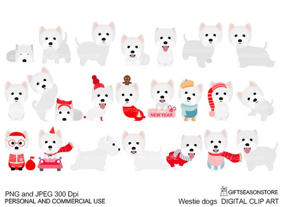 Westie dogs digital clip art for Personal and Commercial use | Etsy