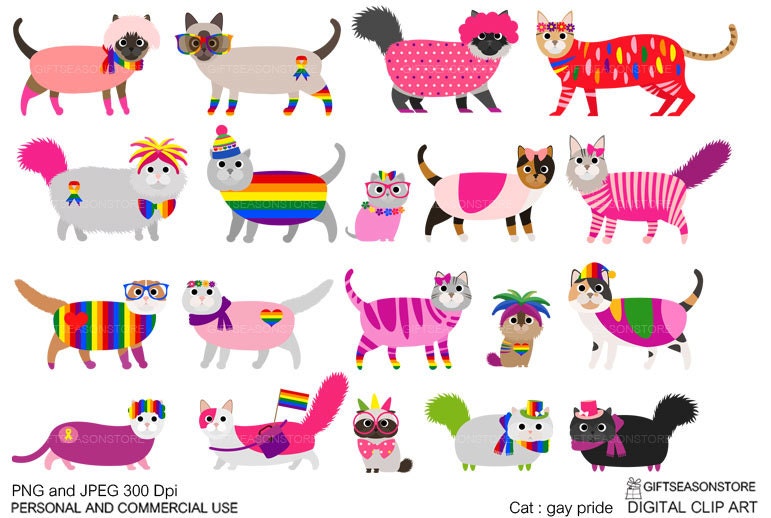Gay Pride Cat Digital Clip Art for Personal and Commercial Use - Etsy