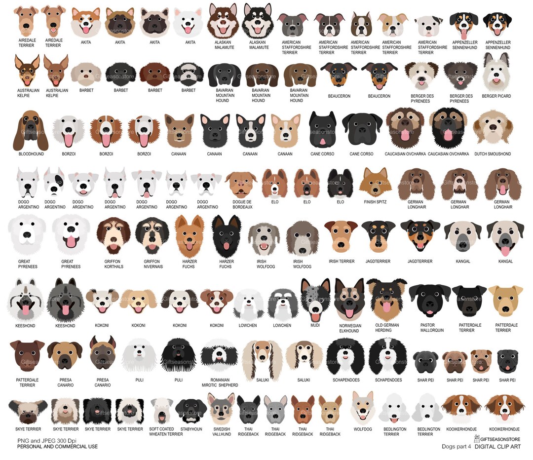 Dog Face Part 4 Digital Clip Art for Personal and Commercial Use ...