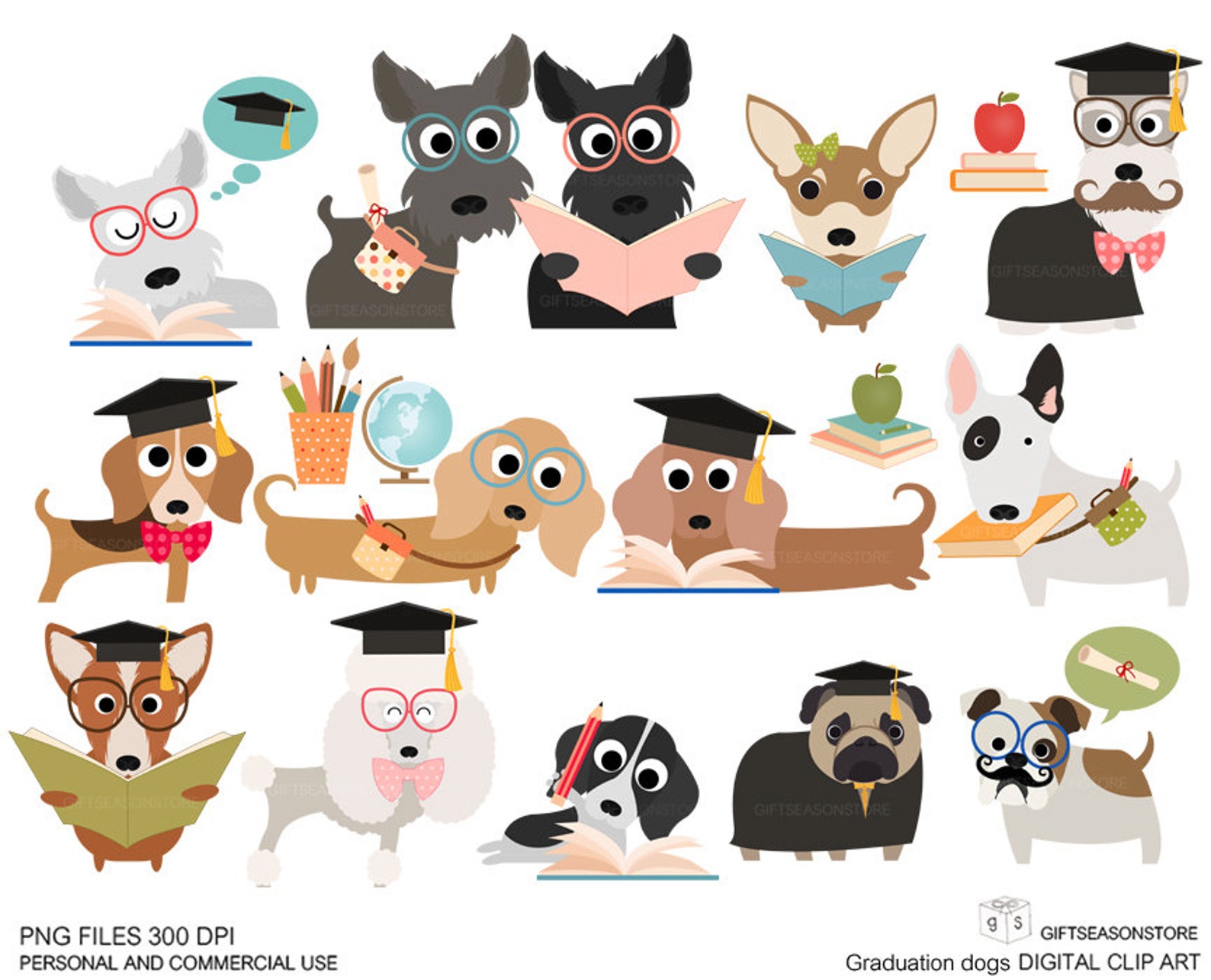 School Dogs Digital Clip Art for Personal and Commercial Use - Etsy