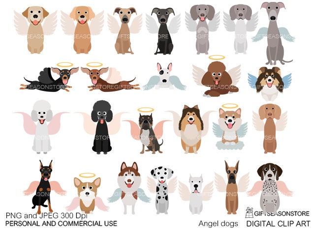 Angel Dogs Digital Clip Art for Personal and Commercial Use - INSTANT ...