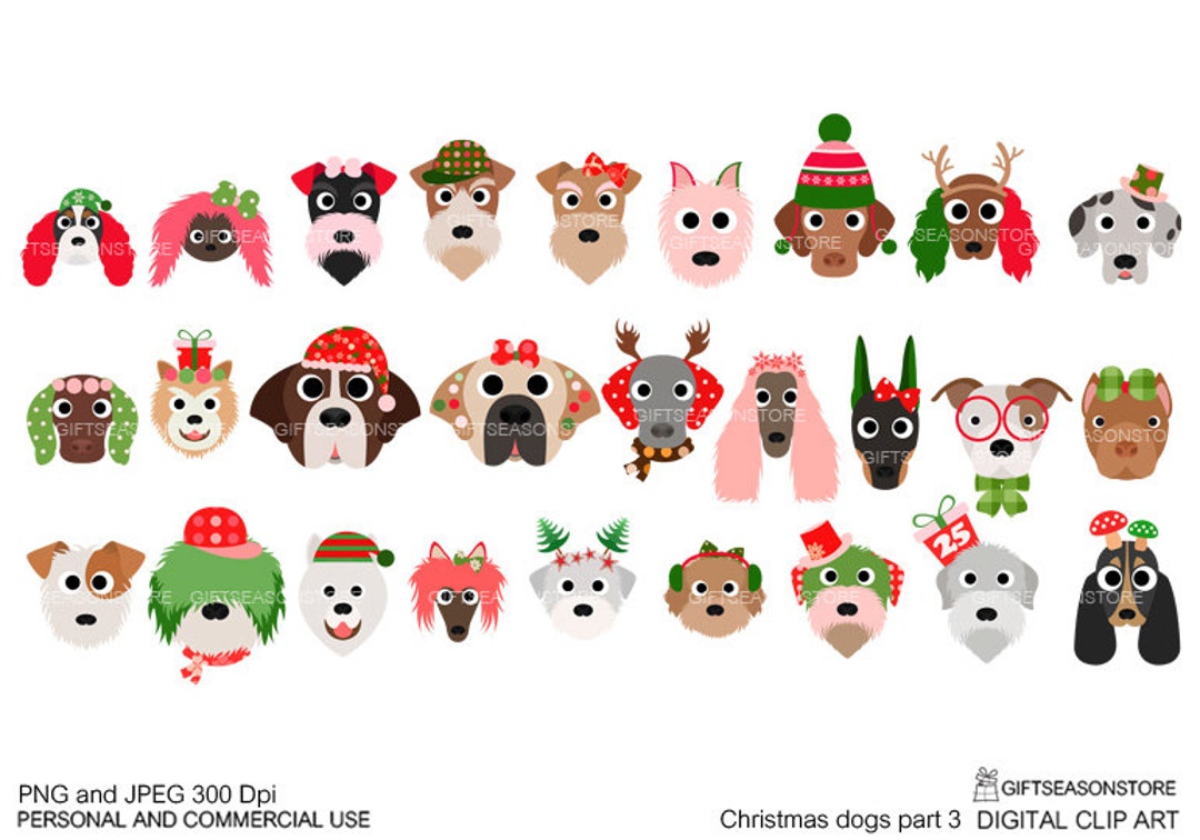 Christmas Dog Digital Clip Art Part 3 for Personal and Commercial Use ...