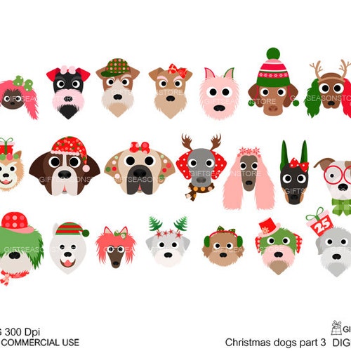 Christmas Dog Digital Clip Art for Personal and Commercial Use - Etsy