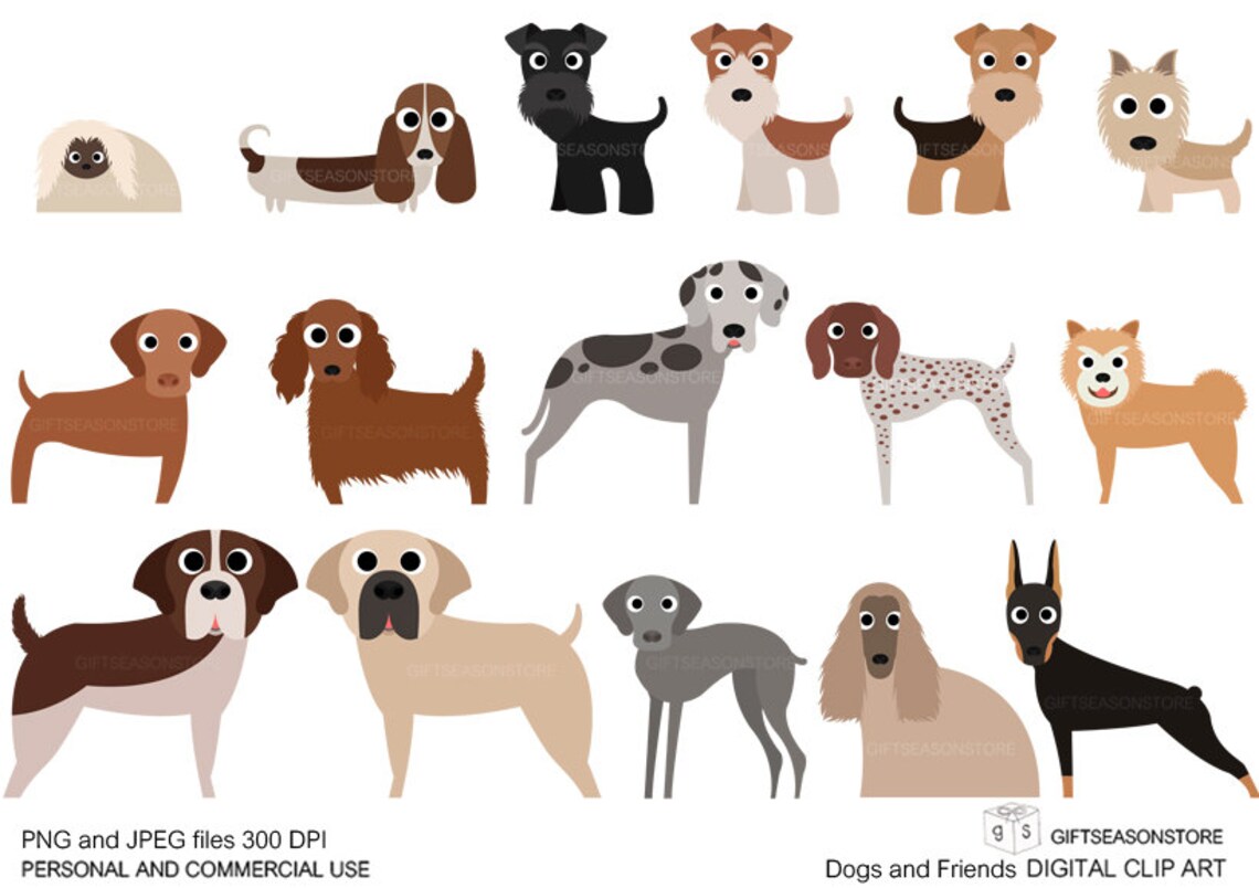 Dogs and Friends clip art part 4 for Personal and Commercial | Etsy