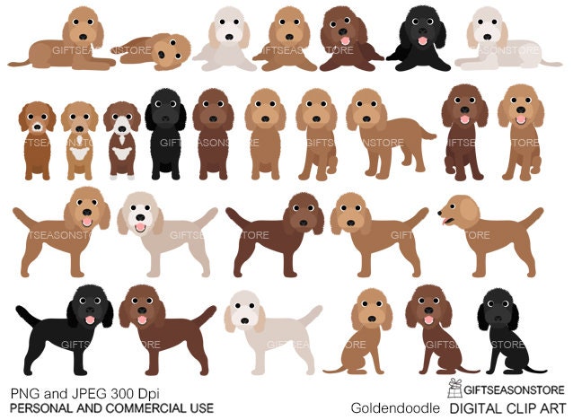 Goldendoodle Dogs Digital Clip Art for Personal and Commercial - Etsy